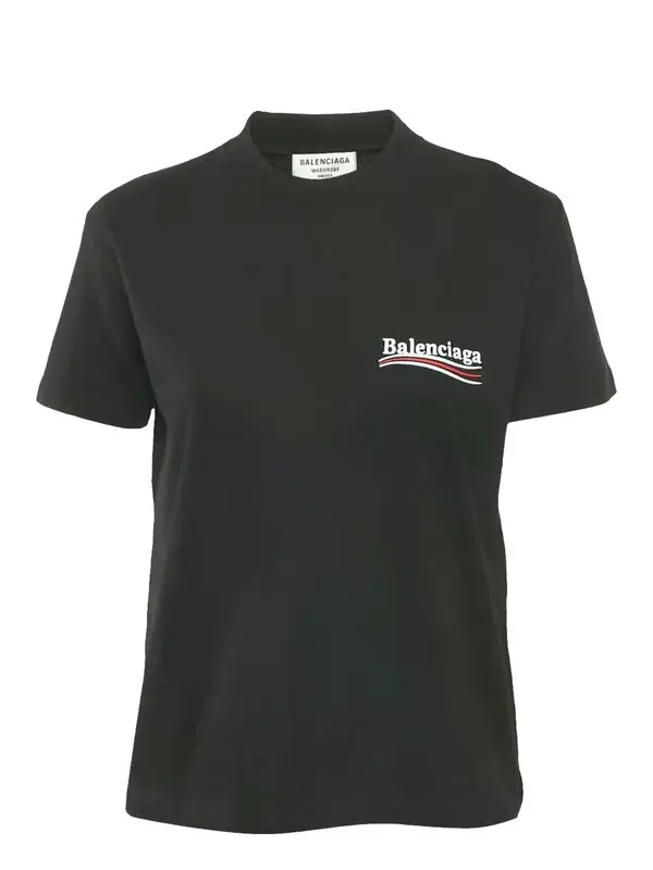 Balenciaga Logo-embroidered T-shirt - Black