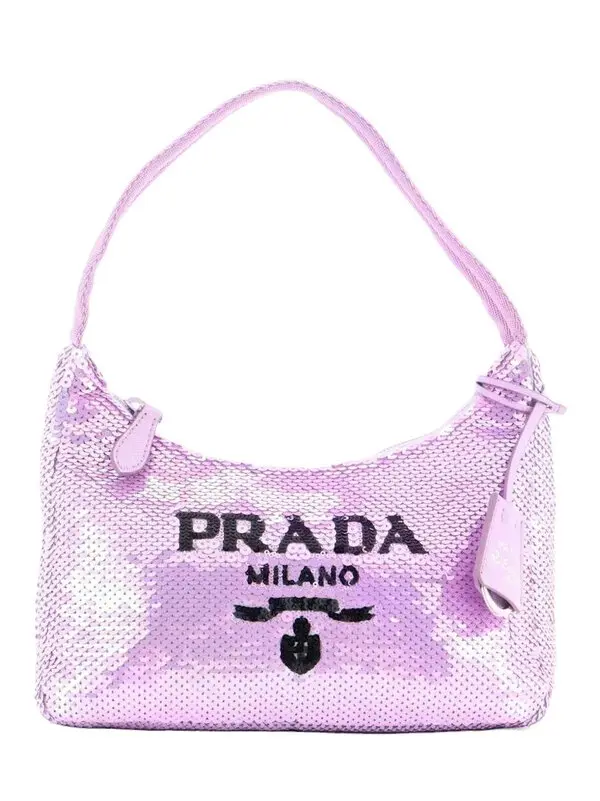 Prada Re-edition 2000 Sequins Mini Hobo Bag - Purple