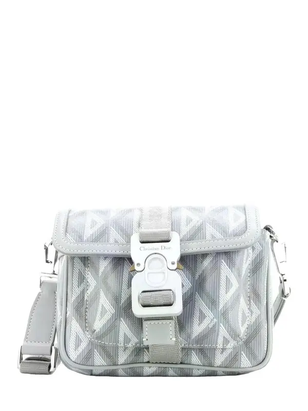 Dior Hit The Road Flap Cd Diamond Coated Canvas Mini Crossbody Bag - Grey