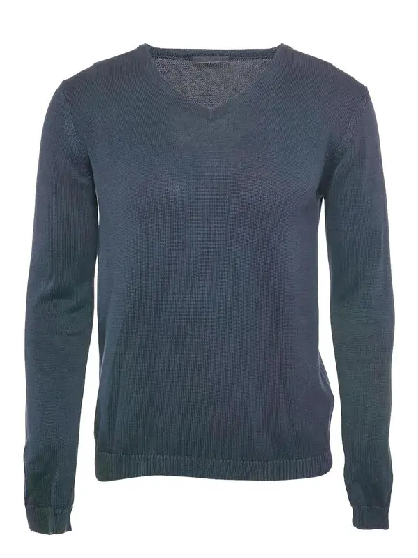 Prada V-neck Cotton Sweater - Blue