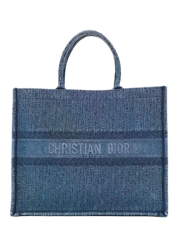 Dior Book Oblique Denim Large Tote Bag - Blue