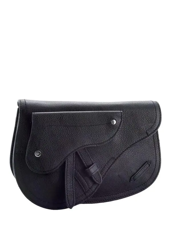 Dior Saddle Messenger Pouch Leather Crossbody Bag - Black