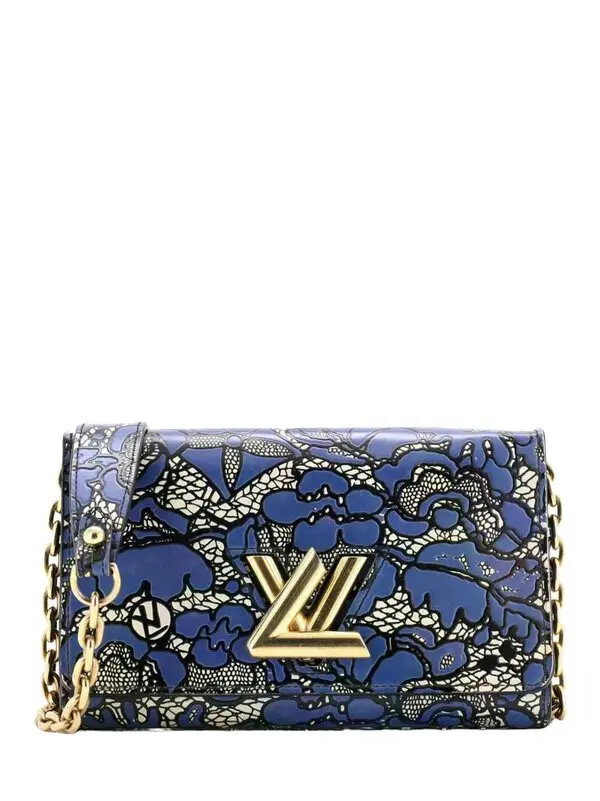 LOUIS VUITTON Twist Chain Wallet Lace Embossed Leather Crossbody Bag - Blue