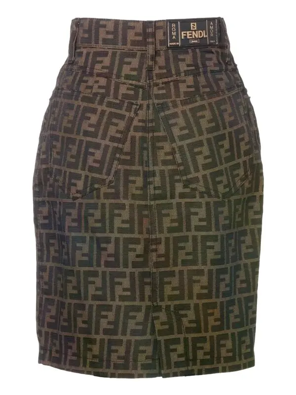 Fendi 1970-1980 Zucca Mini Skirt - Brown