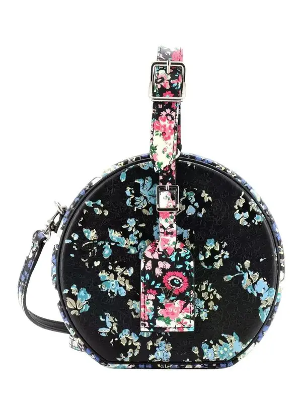 LOUIS VUITTON Petite Boite Chapeau Floral Printed Leather Crossbody Bag - Black