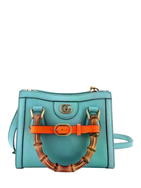 Gucci Diana Mini Tote With Bamboo Handle And Crossbody Strap - Blue