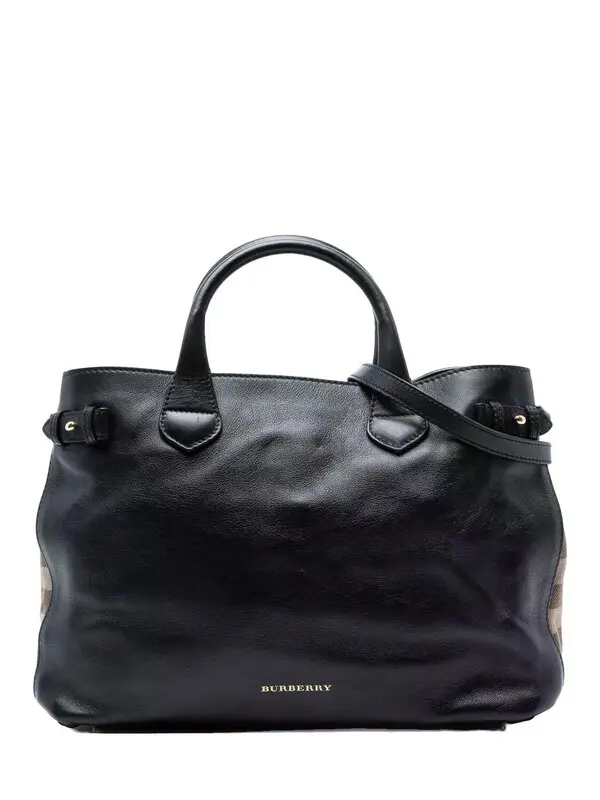 Burberry Medium Leather Banner Satchel - Black