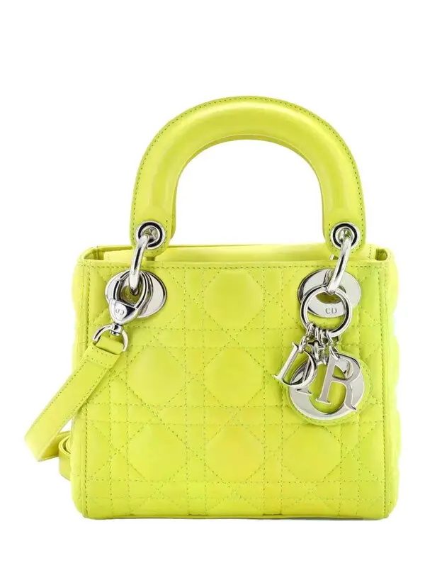 Dior Lady Mini Satchel Cannage Quilt Lambskin - Yellow