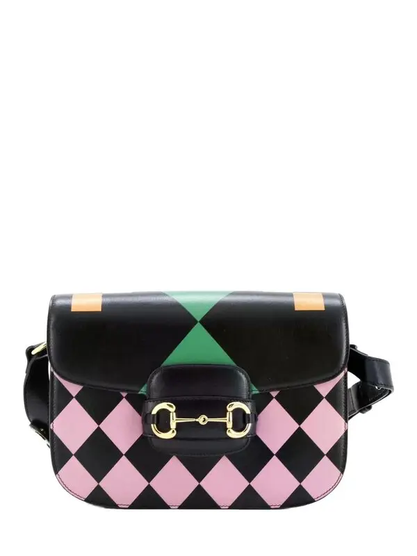 Gucci Horsebit 1955 Printed Leather Small Shoulder Bag - Black
