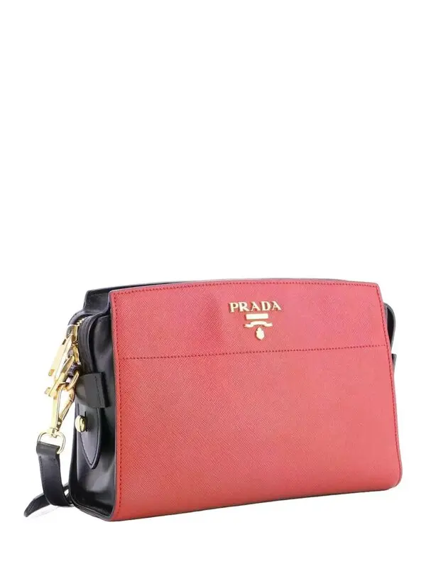 Prada Bibliotheque Saffiano Leather Crossbody Bag - Black