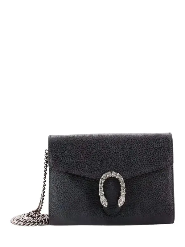 Gucci Dionysus Chain Wallet Leather Embellished Crossbody Bag - Black