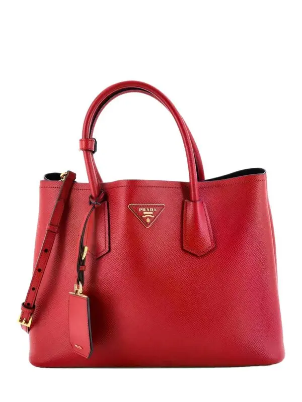 Prada Cuir Double Saffiano Leather Medium Tote - Red