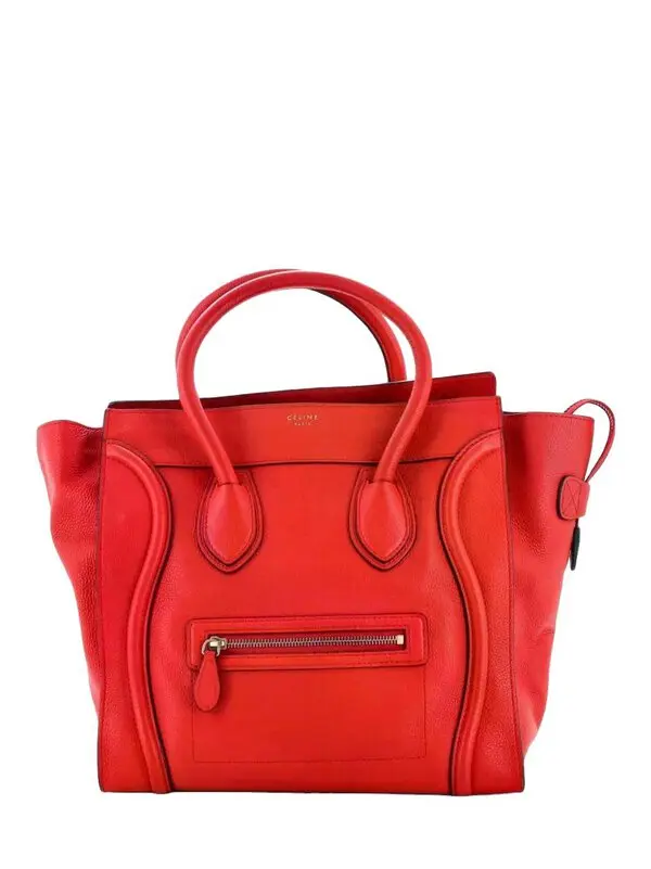 Celine Luggage Bag Grainy Leather Mini Tote - Red