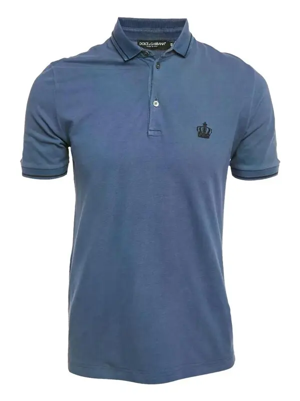Dolce & Gabbana Crown-embroidered Polo Shirt - Blue