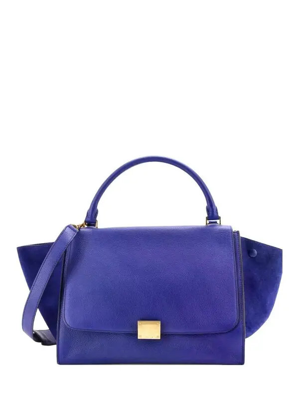 Celine Trapeze Leather Medium Satchel - Blue