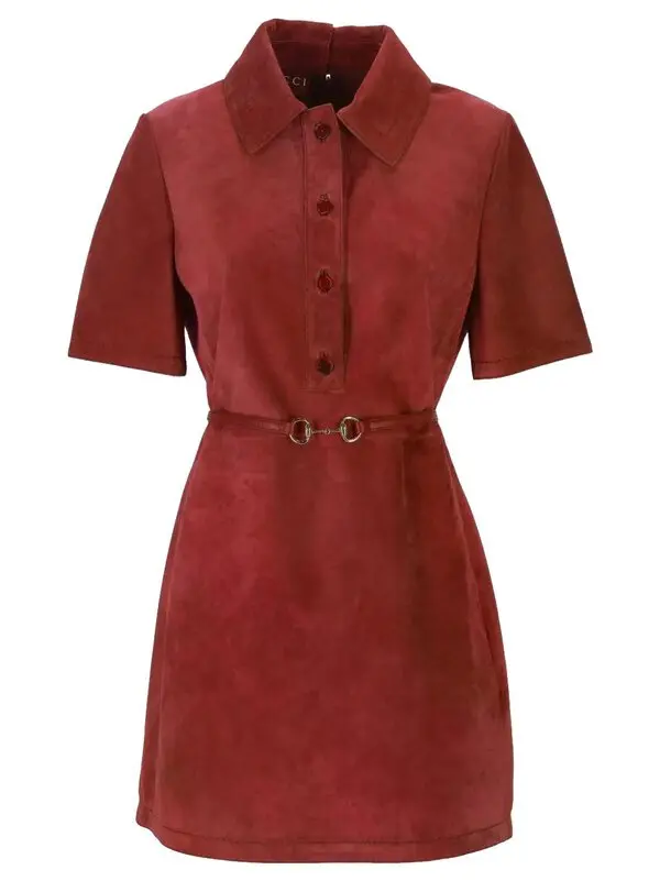 Gucci Belted Mini Dress - Red