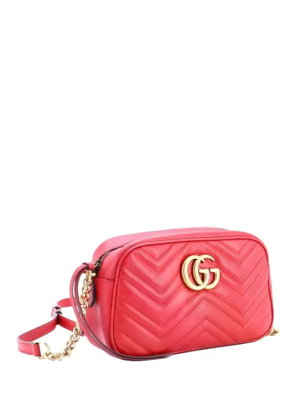 Gucci Gg Marmont Matelassé Leather Small Crossbody Bag - Red