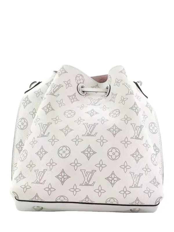 LOUIS VUITTON Muria Mahina Leather Bucket Bag - White