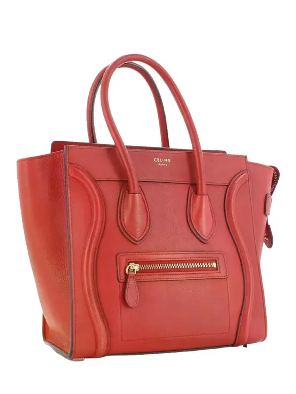 Celine Luggage Bag Grainy Leather Micro Tote - Red
