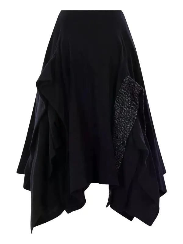 Yohji Yamamoto Panelled Skirt With Ruffle Detailing - Black