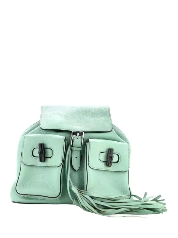 Gucci Bamboo Tassel Leather Medium Backpack - Green