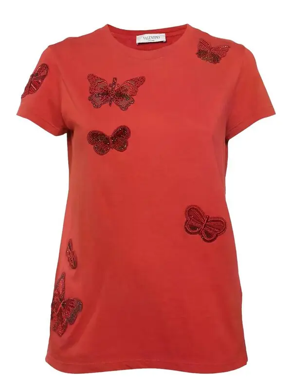 Valentino Garavani Butterfly-appliqué T-shirt - Red