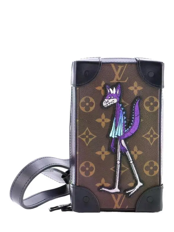 LOUIS VUITTON Soft Trunk Phone Box Monogram Canvas With Friends Patch Crossbody Bag - Black