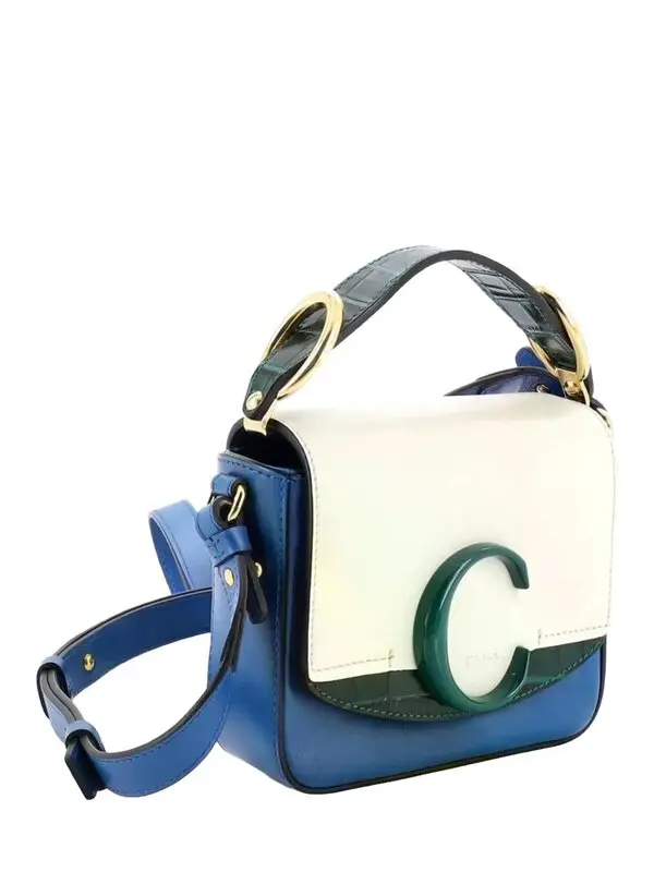 Chloé C Flap Leather Mini Crossbody Bag - Blue