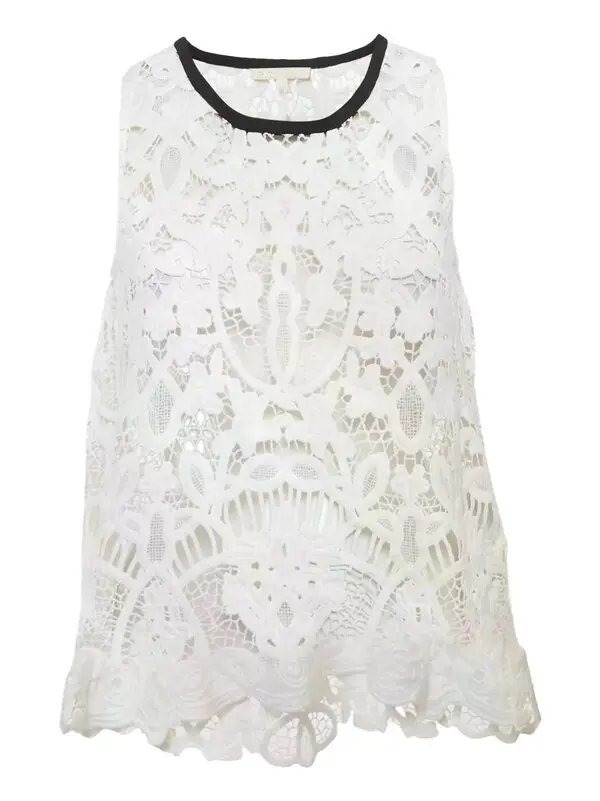 Maje Laced Sleeveless Top - White