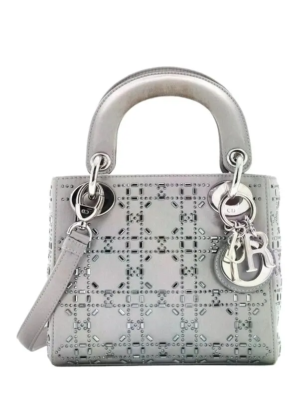 Dior Lady Crystal Embellished Mini Satchel - Grey