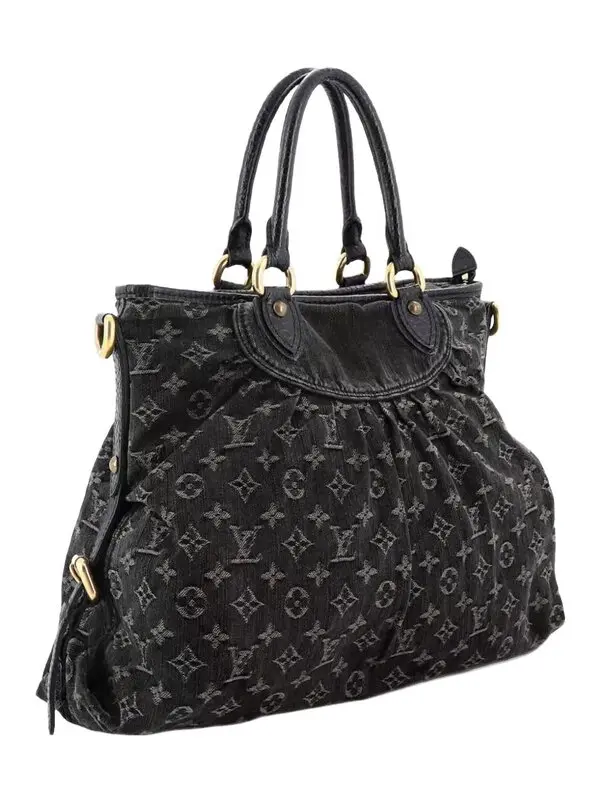 LOUIS VUITTON Neo Cabby Handbag Denim Gm Satchel - Black