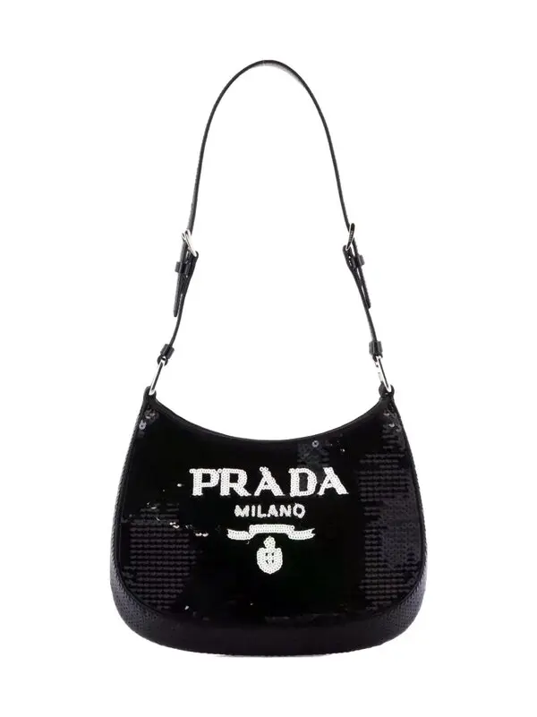 Prada Cleo Sequins Small Shoulder Bag - Black