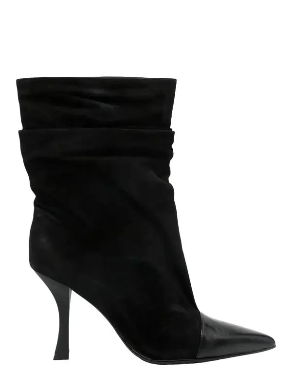MARC ELLIS 90mm Pointed-toe Ruched Boots - Black
