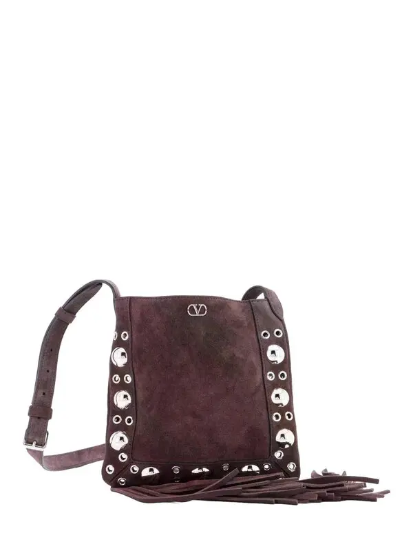 Valentino Garavani Studded Suede Crossbody Bag - Brown