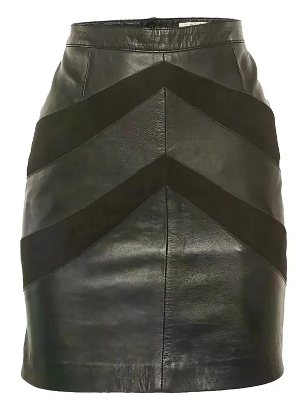 Maje Leather Chevron Mini Skirt - Black