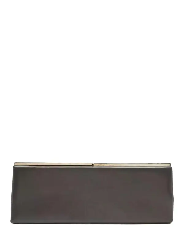 JIMMY CHOO Leather Clutch With Metallic Frame - Grey