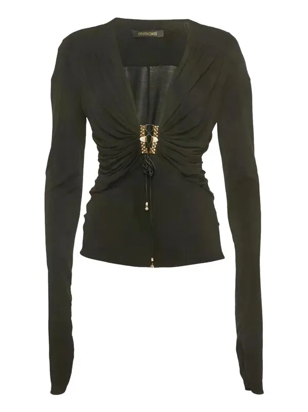 Roberto Cavalli Embellished Lace-up Top - Black
