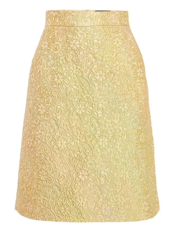 Dolce & Gabbana Jacquard Floral A-line Skirt - Yellow