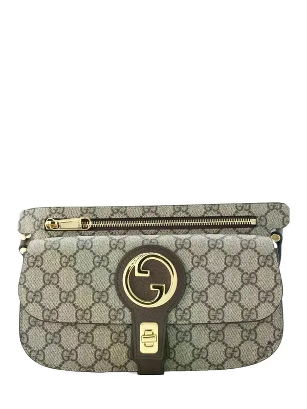 Gucci Blondie Flap Pocket Gg Coated Canvas Belt Bag - Brown