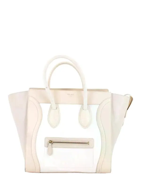 Celine Tricolor Leather Mini Luggage Tote - Neutrals