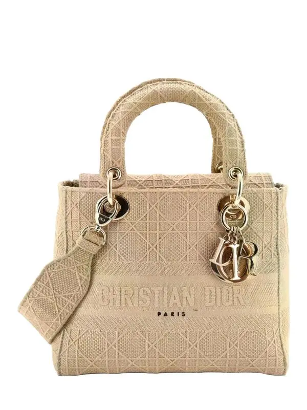 Dior Lady D-lite Cannage Embroidered Satchel - Neutrals