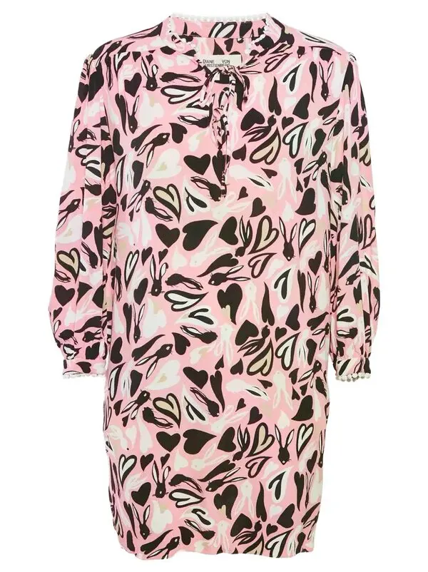 Diane Von Furstenberg Graphic-print Mini Dress - Pink