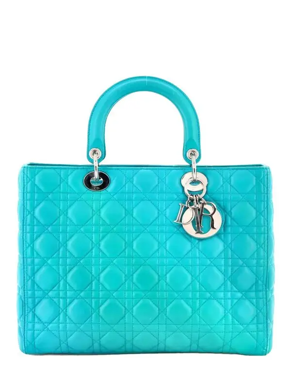 Dior Lady Large Tote Bag Quilted Lambskin - Blue