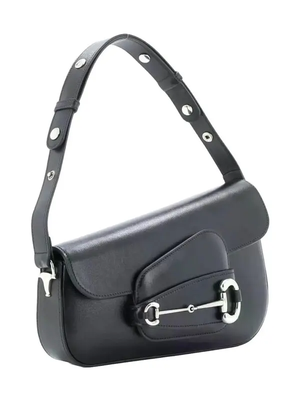 Gucci Horsebit 1955 Asymmetric Shoulder Bag - Black