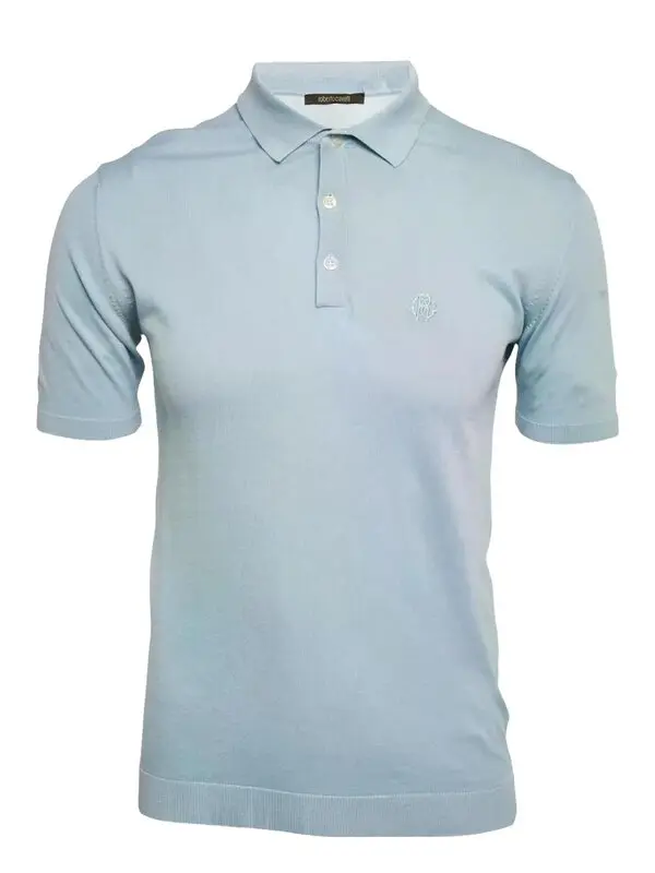 Roberto Cavalli Silk-knit Polo Shirt - Blue