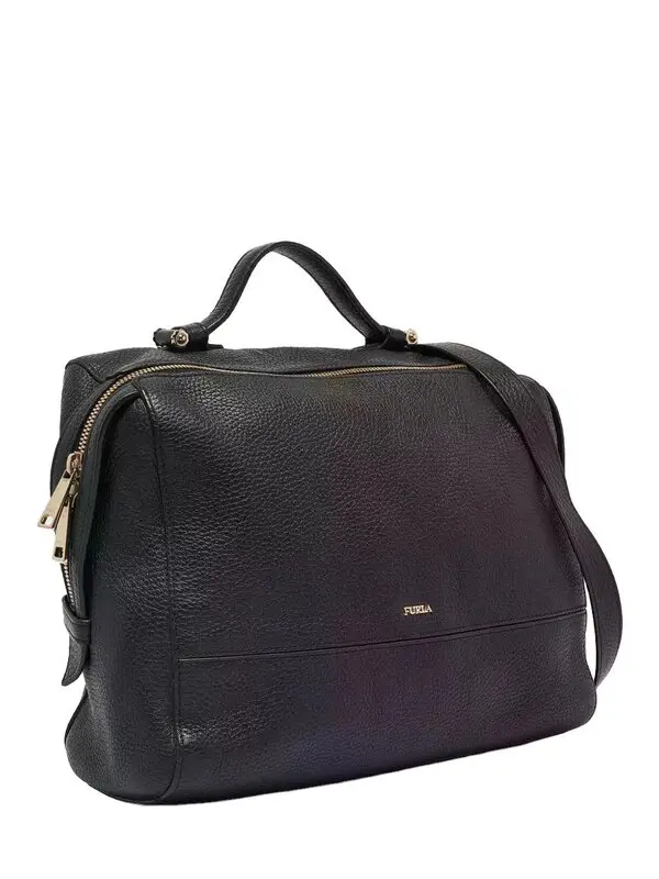 Furla Pebble Leather Satchel - Black
