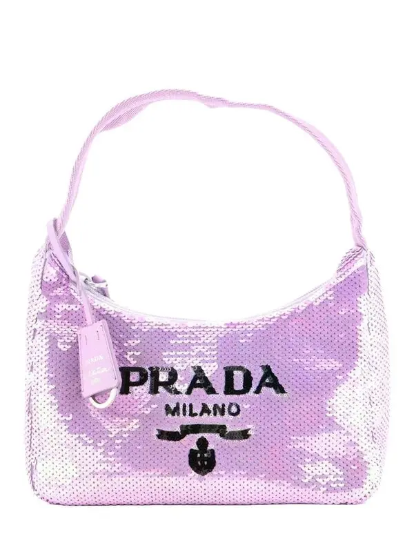 Prada Re-edition 2000 Sequins Mini Hobo Bag - Purple