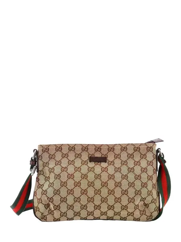Gucci Web Strap Gg Canvas Small Messenger Bag - Brown