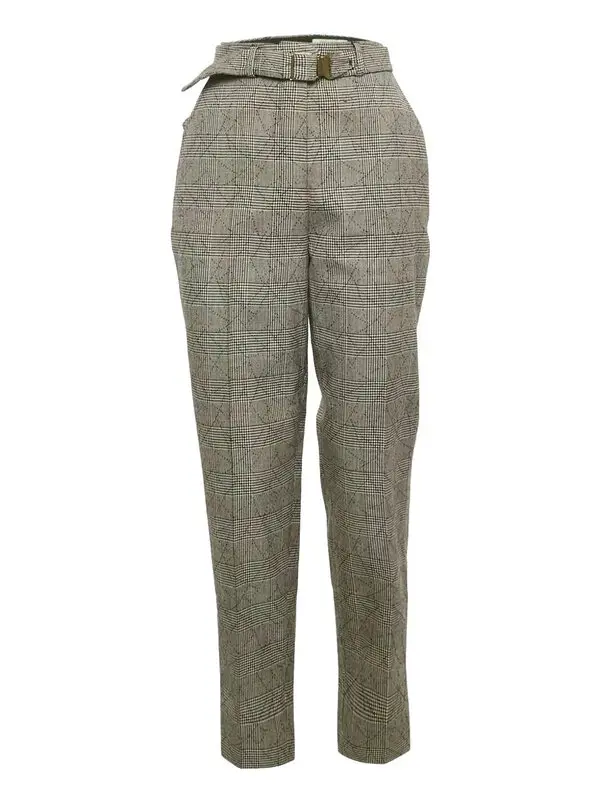 Saint Laurent Plaid Belted Trousers - Grey