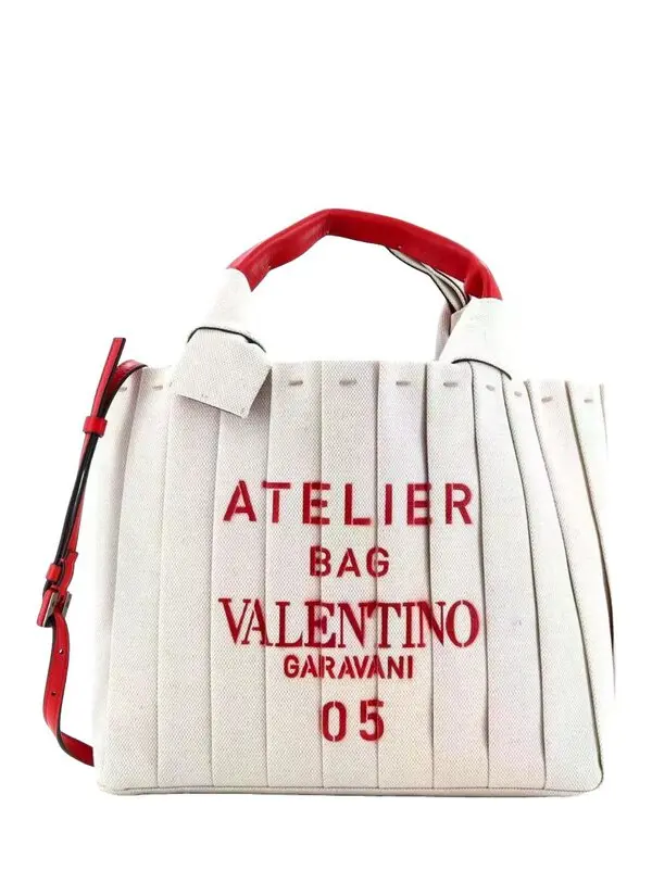 Valentino Garavani Atelier 05 Pleated Canvas Medium Tote Bag - Red